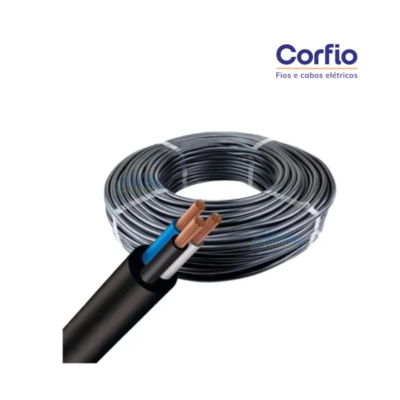 CABO PP 3X0,50MM FLEXÍVEL 500V PRETO CORFIO – O METRO - DÍNAMO