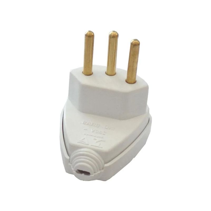 PLUG MACHO 2P+T 10A 90º BRANCO STECK REF: SN07311BR - DÍNAMO
